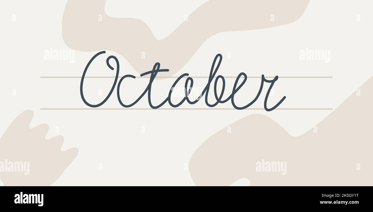 October. Handwriting text of the month of the year. Hand drawn ...
