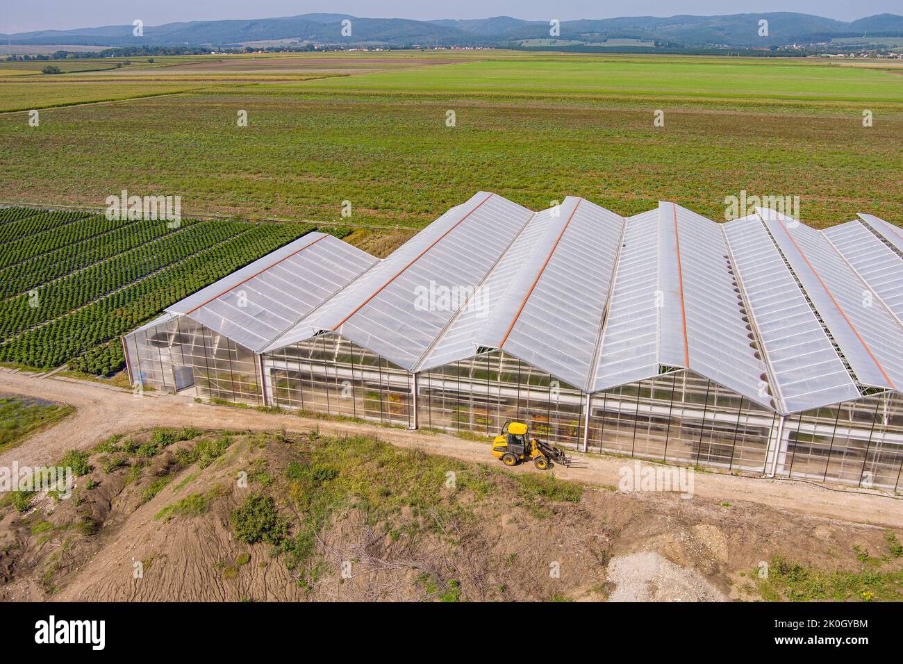 Aerial view of greenhouse hi-res stock photography and images - Alamy
