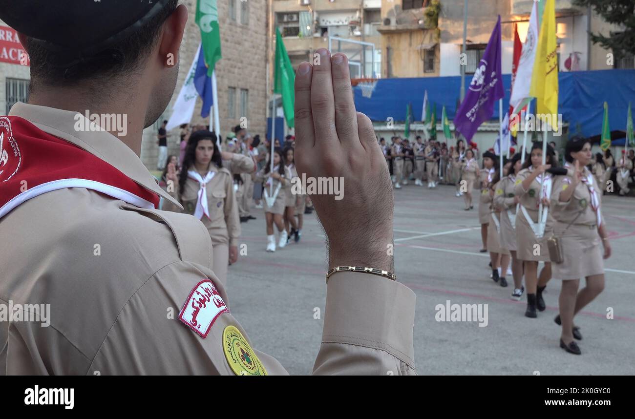 JAFFA, ISRAEL - SEPTEMBER 10: A member of the Arab Orthodox Scouts ...