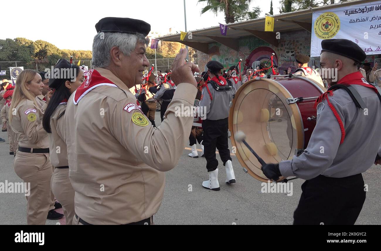 JAFFA, ISRAEL - SEPTEMBER 10: Members of the Arab Orthodox Scouts make ...
