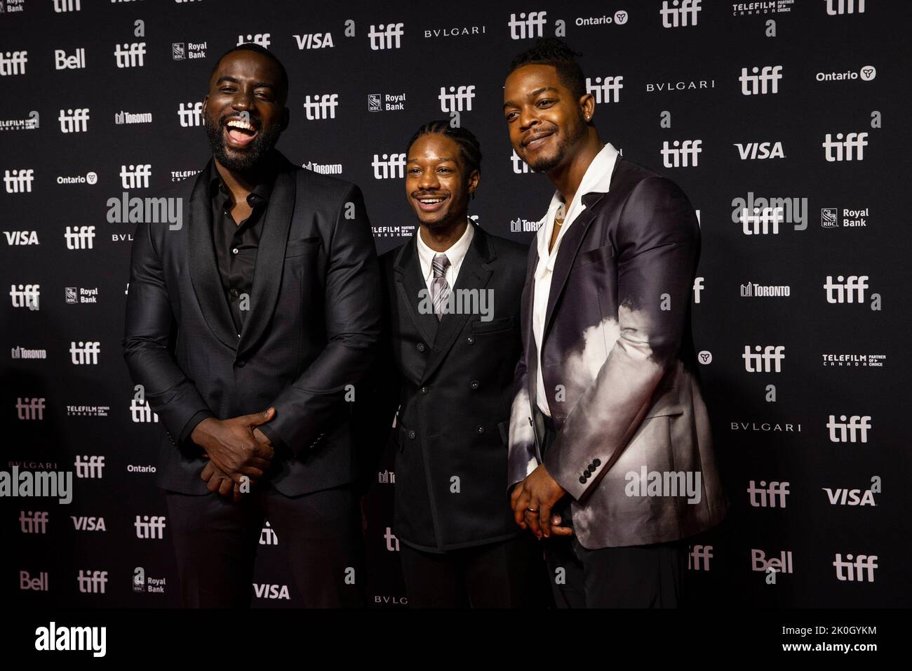 Shamier Anderson, left to right, Lemar Johnson and Stephan James arrive ...