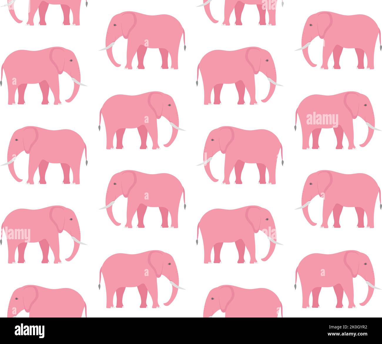 Vector seamless pattern of flat hand drawn pink elephant isolated on ...