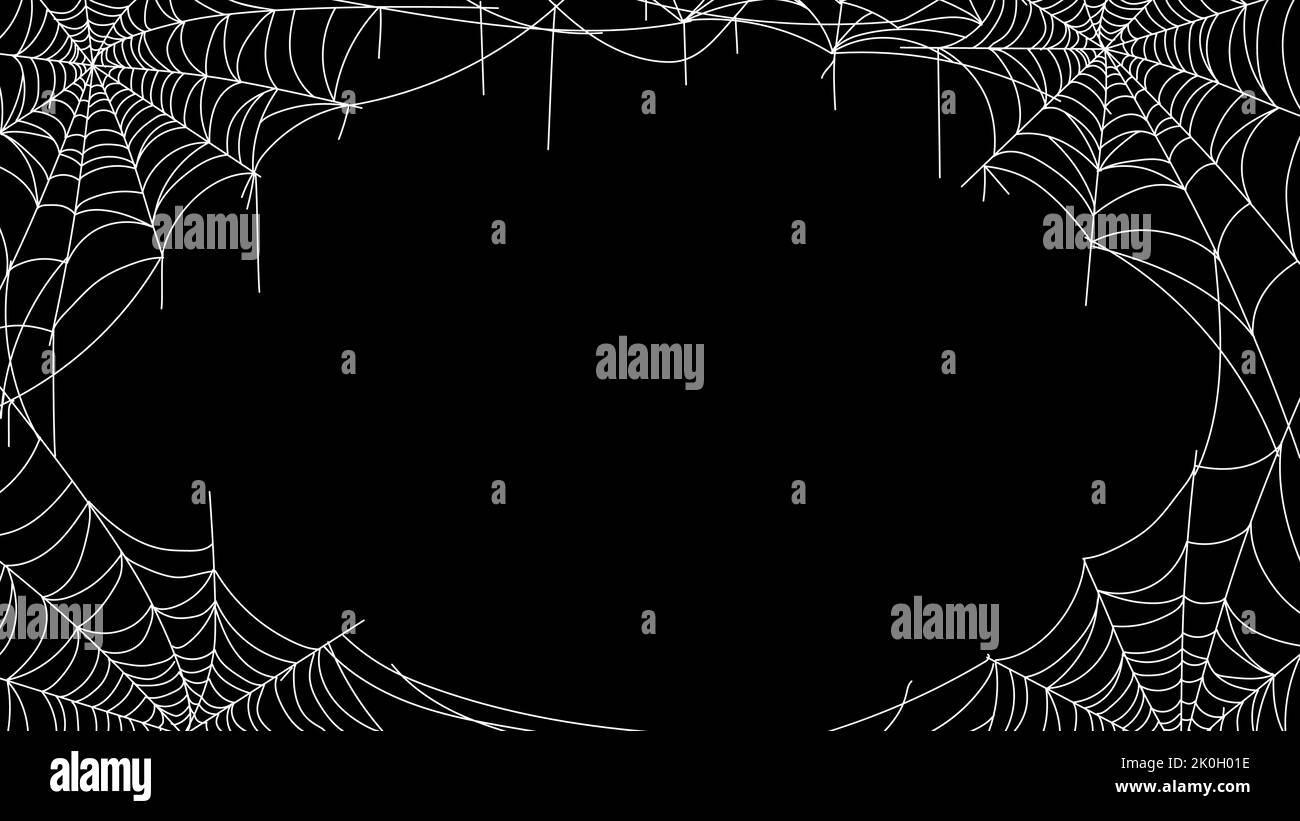 Spiderweb framing. Spider cobweb decorative border, scary mystery web ...