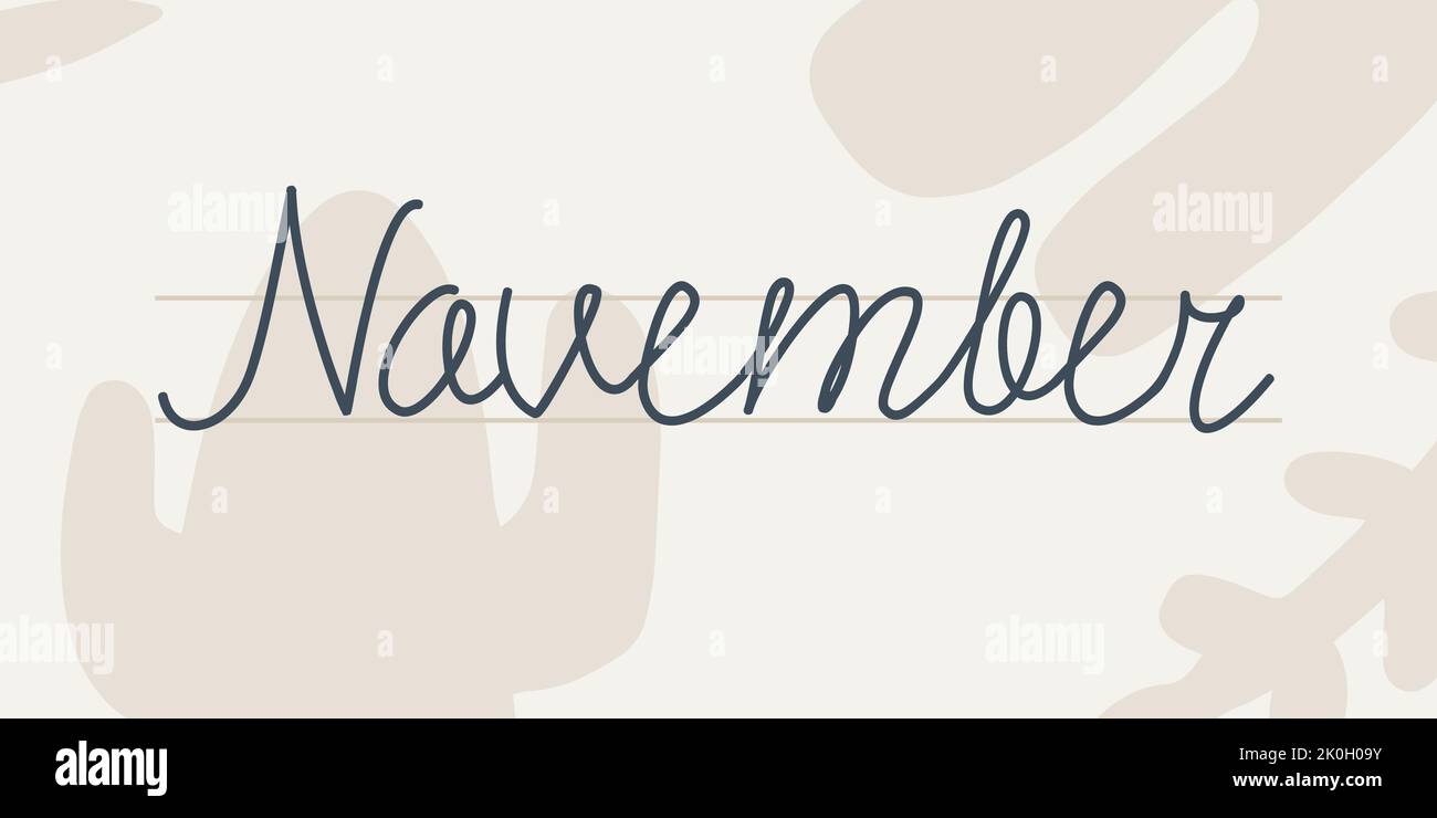 November. Handwriting text of the month of the year. Hand drawn ...