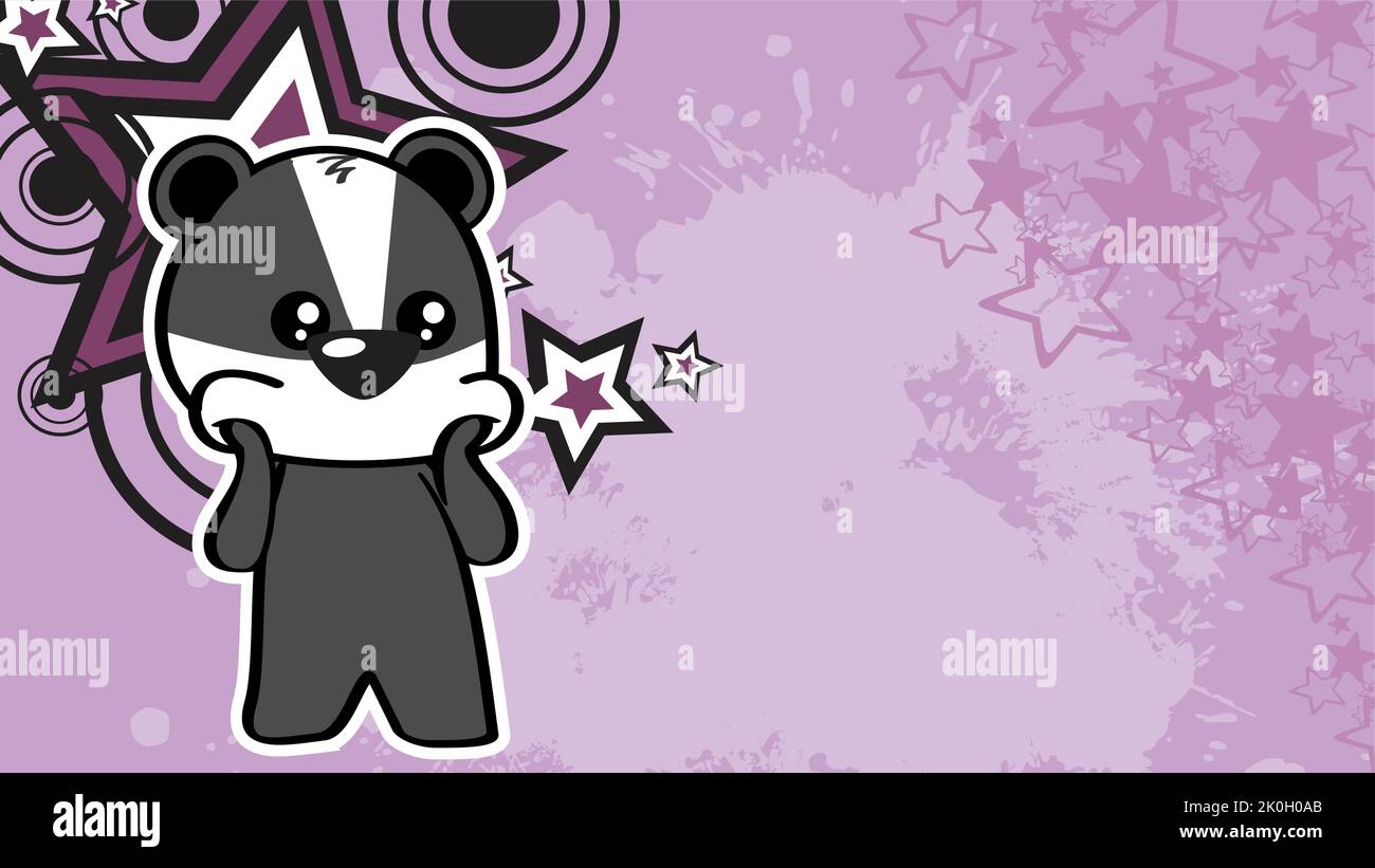 chibi kid badger sticker cartoon background poster illustration in ...