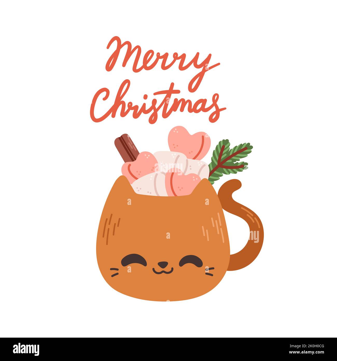 Merry Christmas warm drink cozy winter vector Stock Vector Image & Art ...