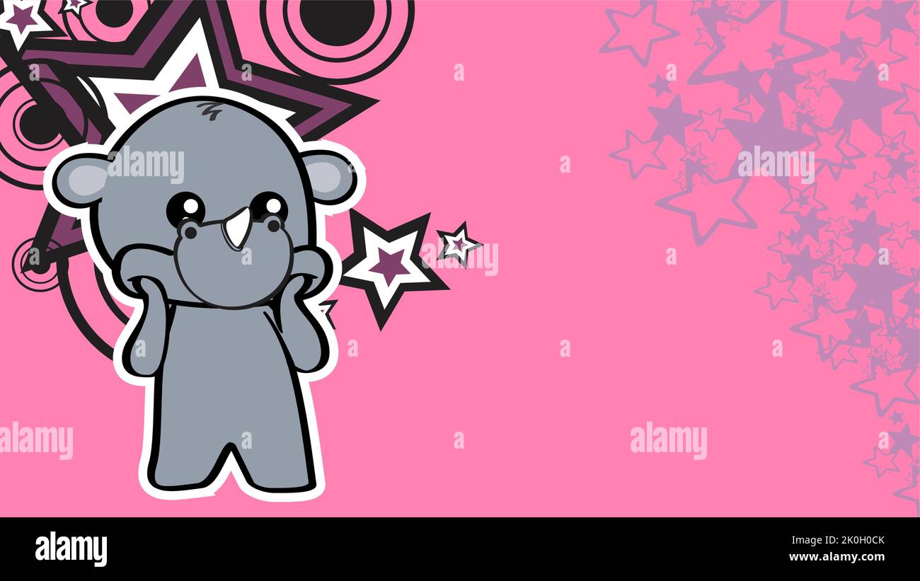 chibi kid rhino sticker cartoon background poster illustration in ...