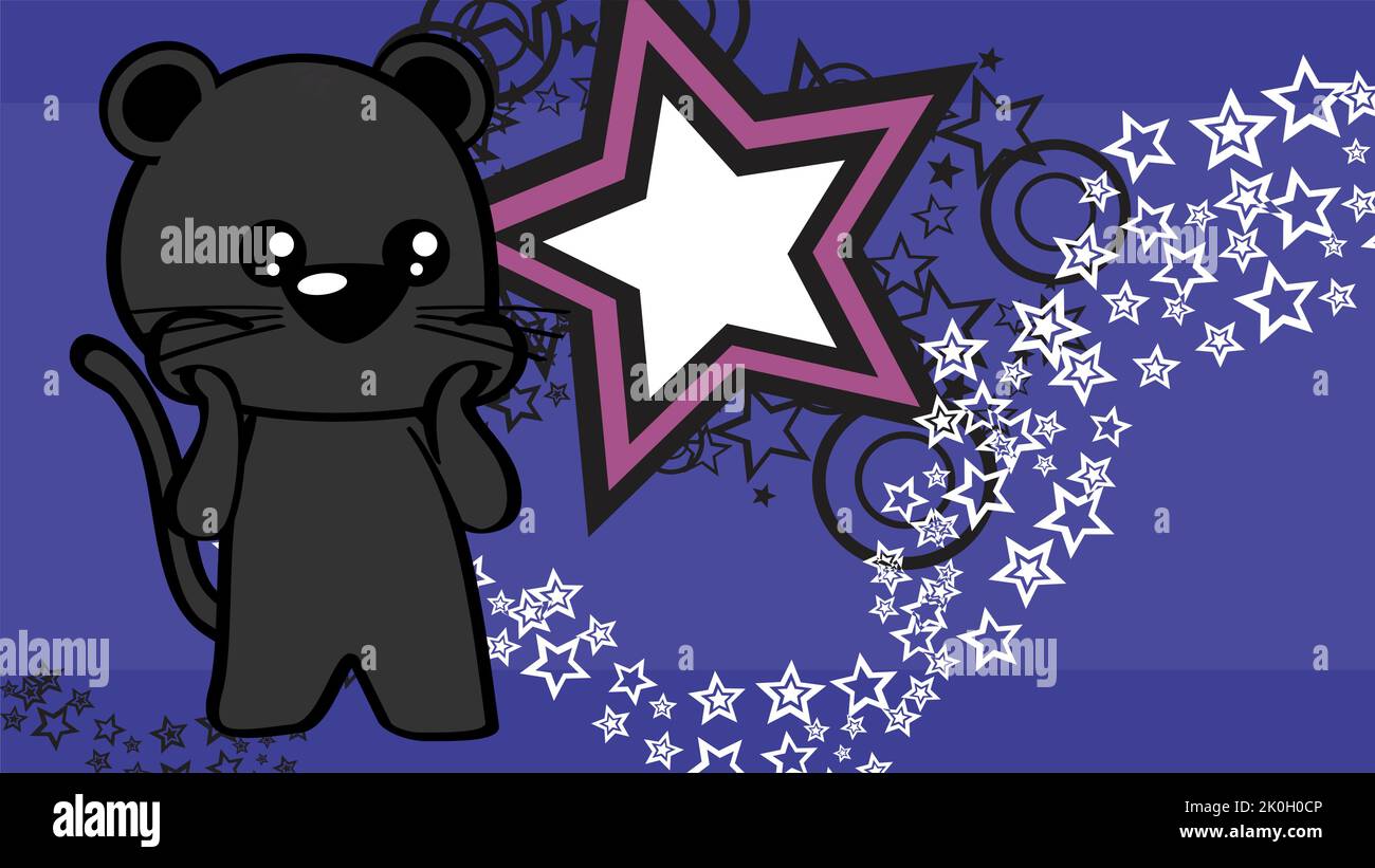 chibi kid panther cartoon background poster illustration in vector ...