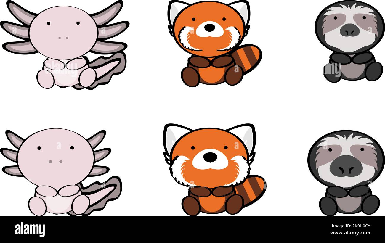 little baby animals character cartoon set chibi style in vector format ...