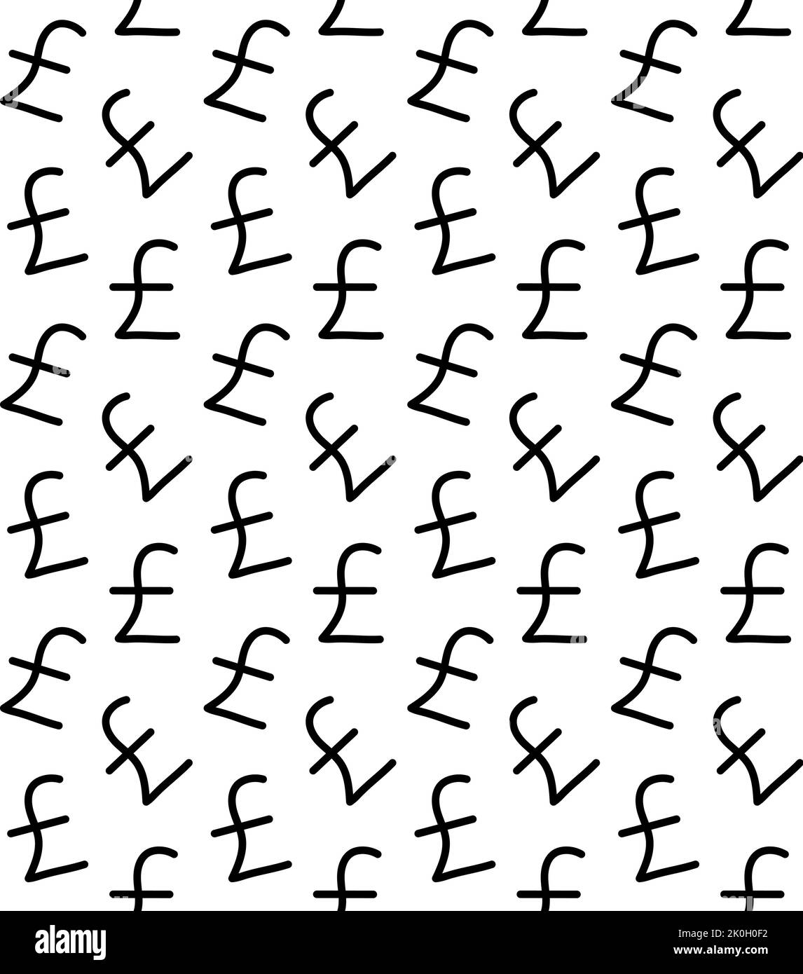 Vector seamless pattern of hand drawn doodle sketch pound sterling sign ...