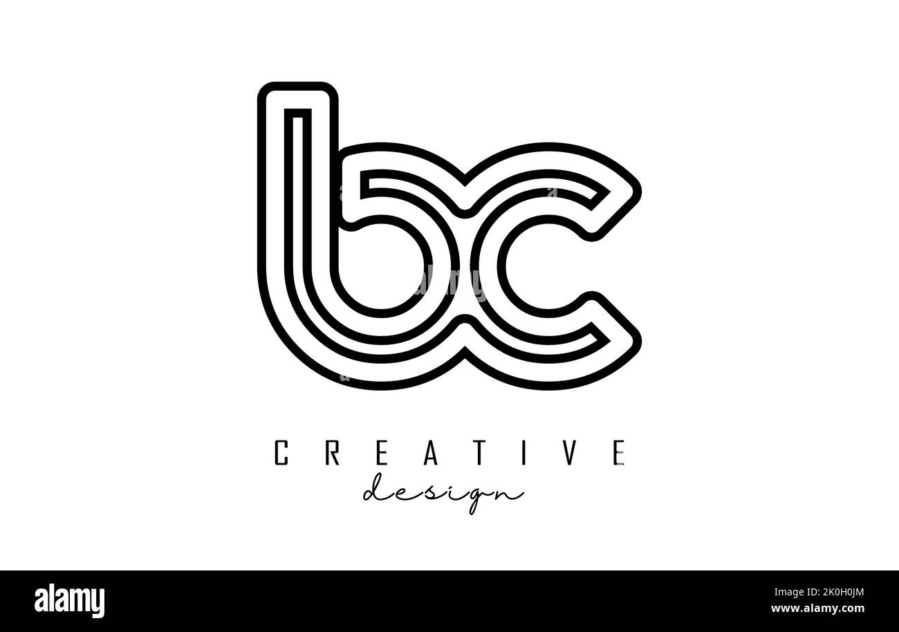 Outline letters bc b c logo with a minimalist design. Letters with ...