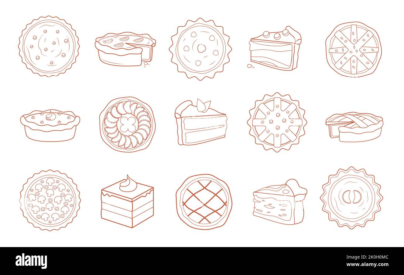 Line pie dessert. Sweet rural bakery filling with sliced fruits and ...