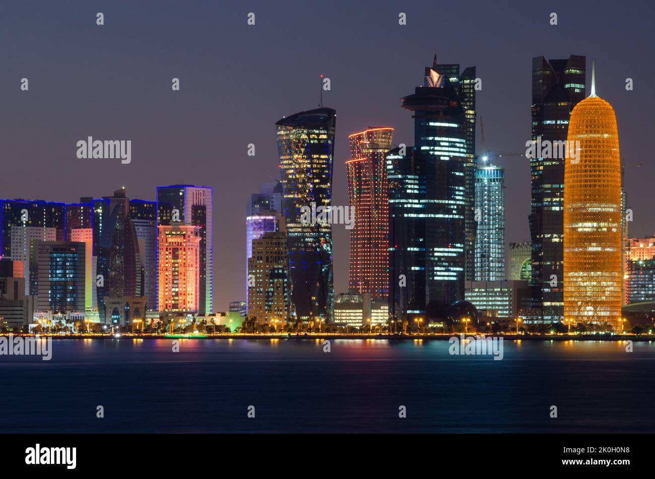 Doha City Center at night, Qatar Stock Photo - Alamy