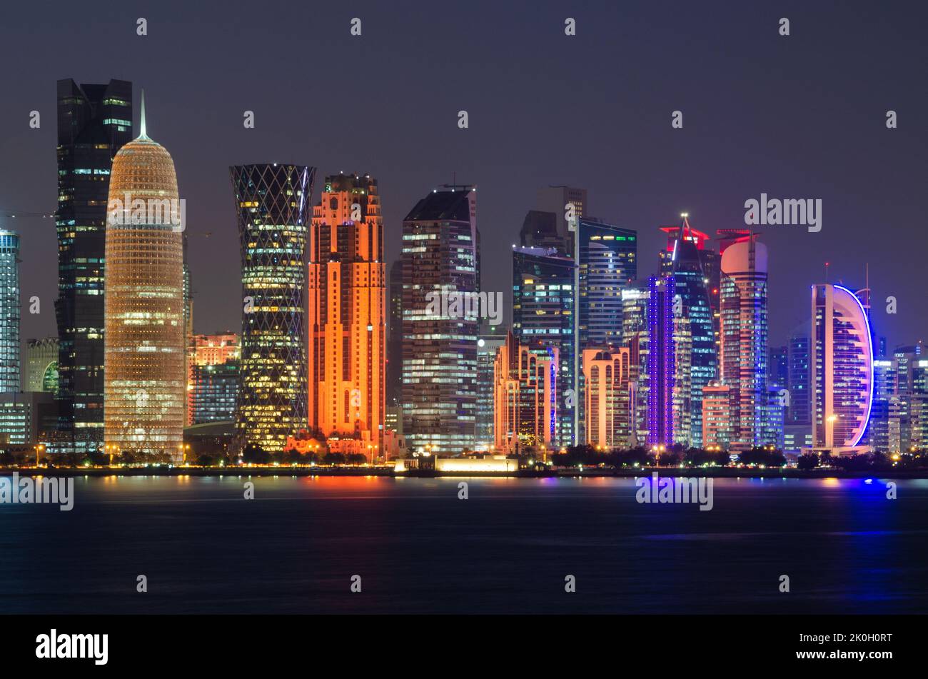 Doha City Center at night, Qatar Stock Photo - Alamy