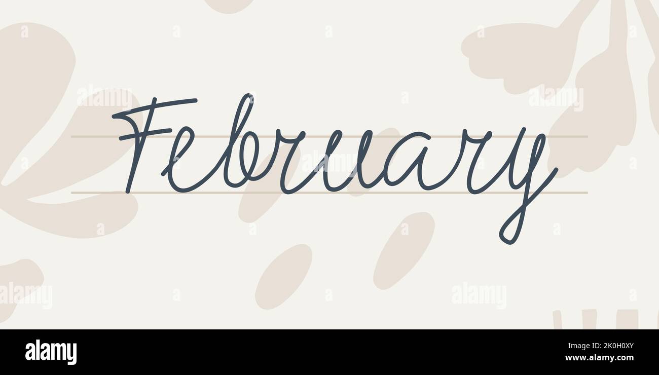 February. Handwriting text of the month of the year. Hand drawn ...