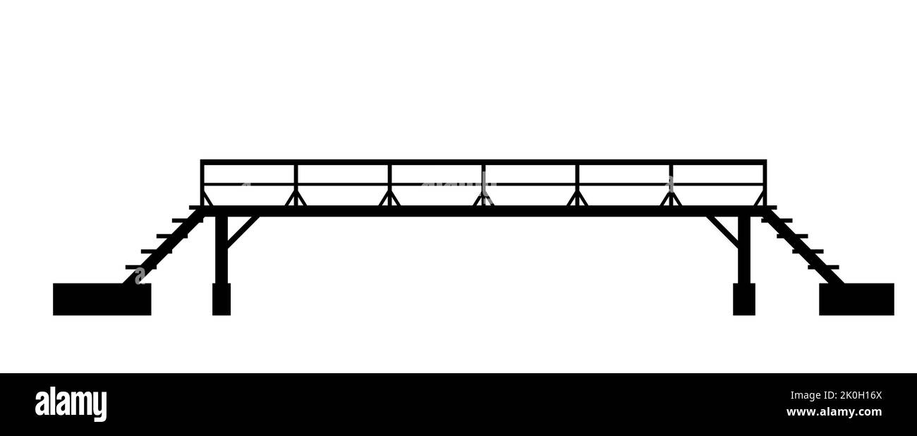 Park Bridge silhouette. Transport road construction. Isolated on white ...