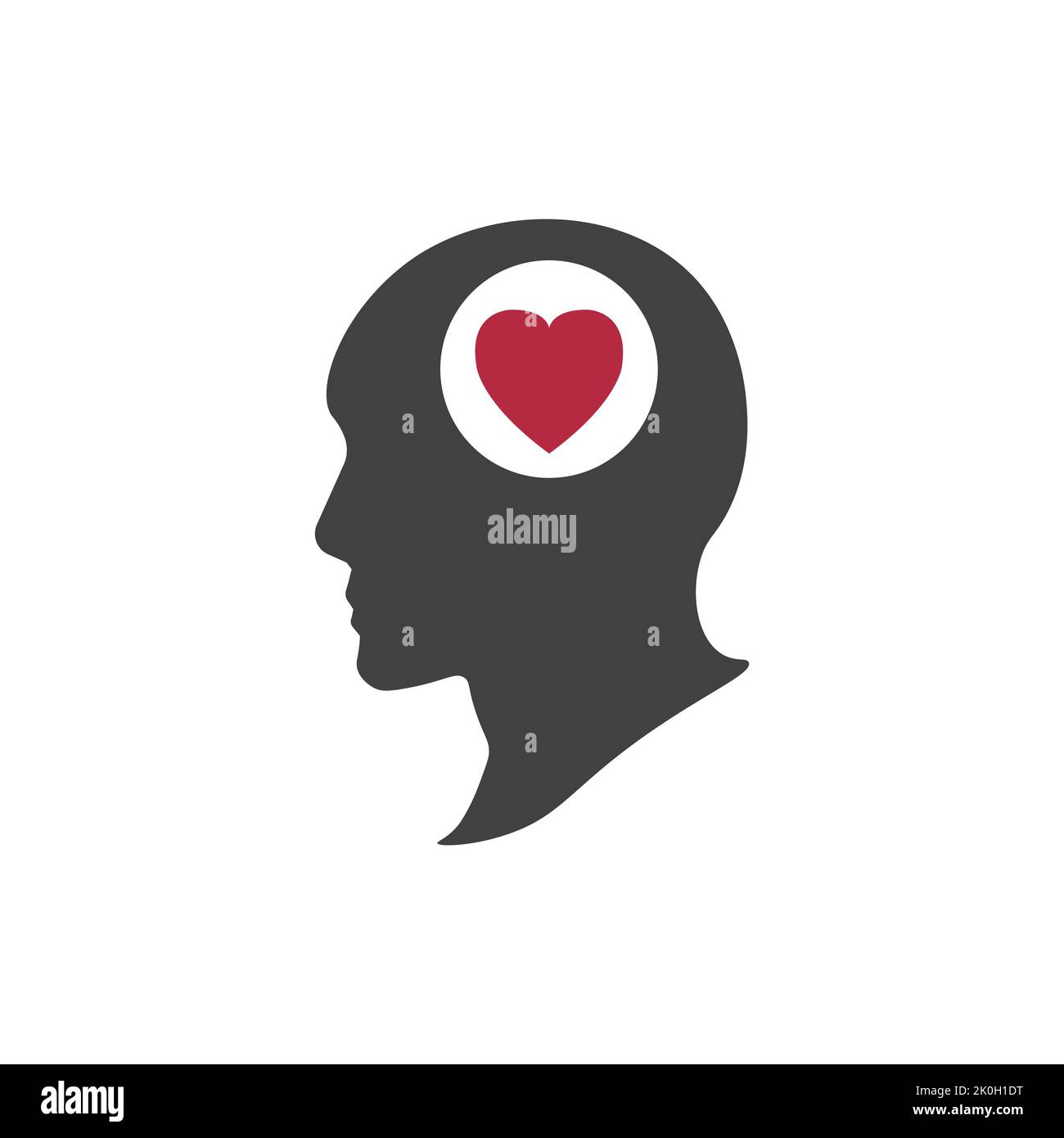 Head heart icon. Simple line, outline vector elements of brain process icons for ui and ux ...