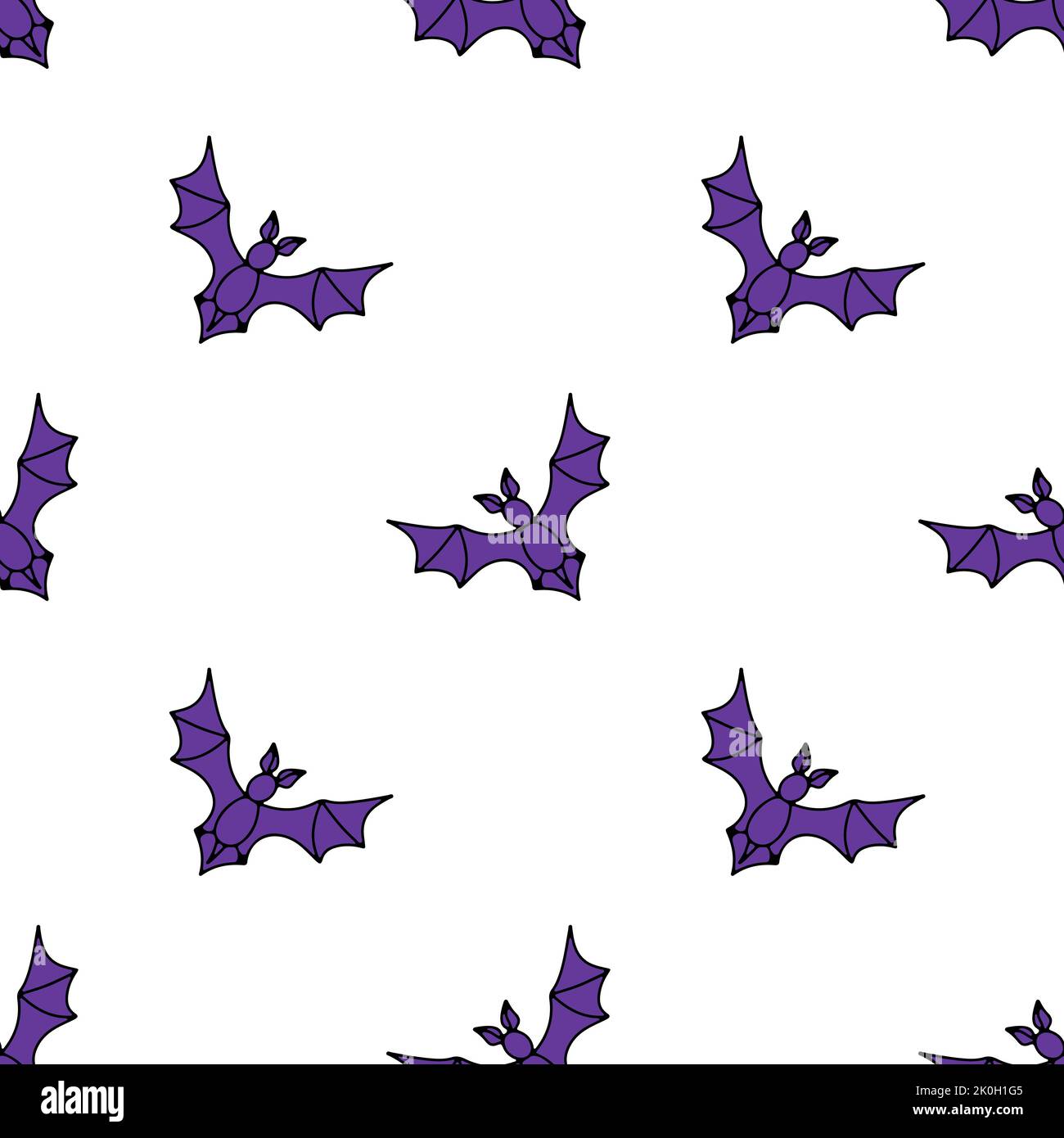 Halloween seamless pattern with flying bat silhouettes on white ...