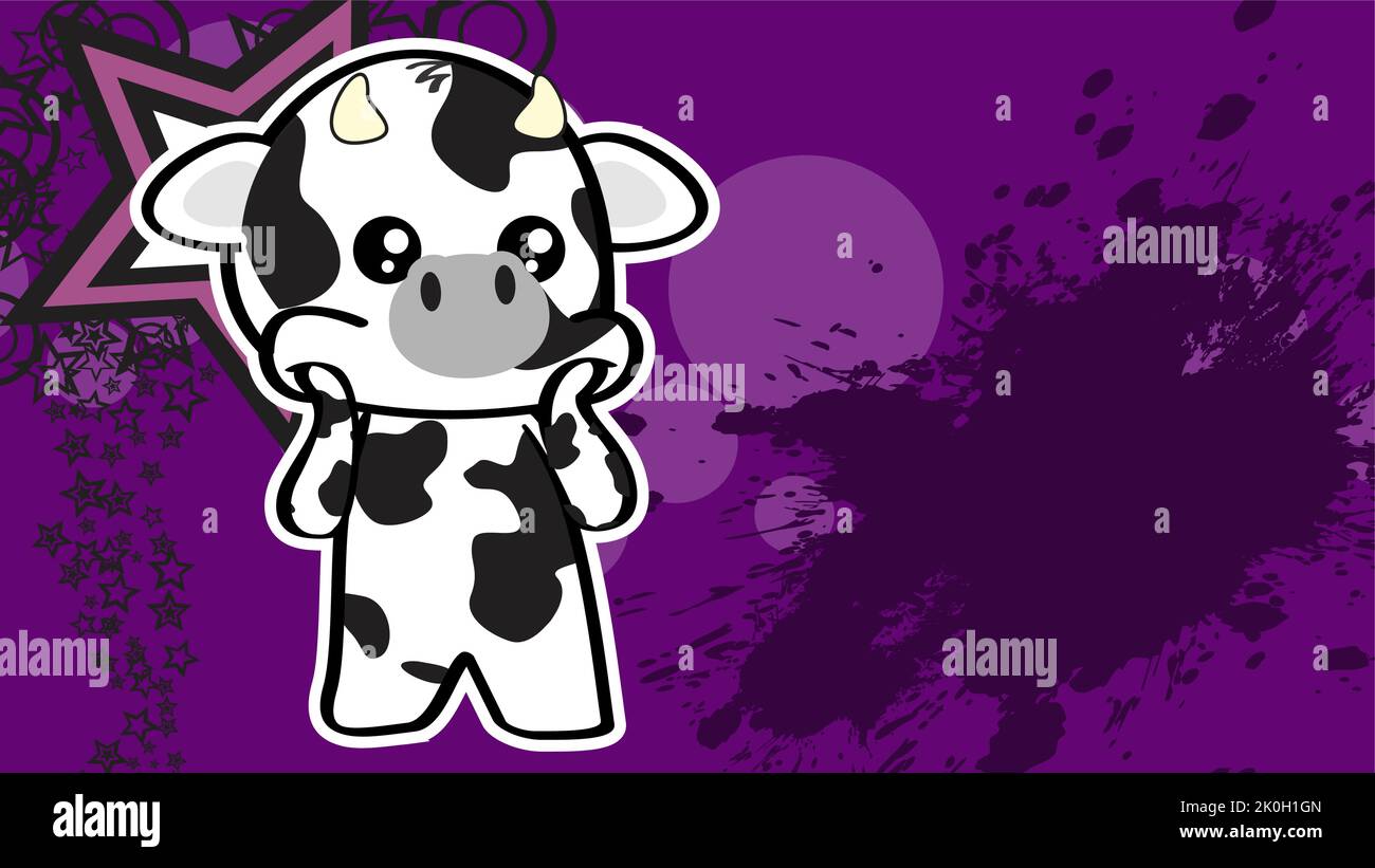 chibi kid cow sticker cartoon background poster illustration in vector ...