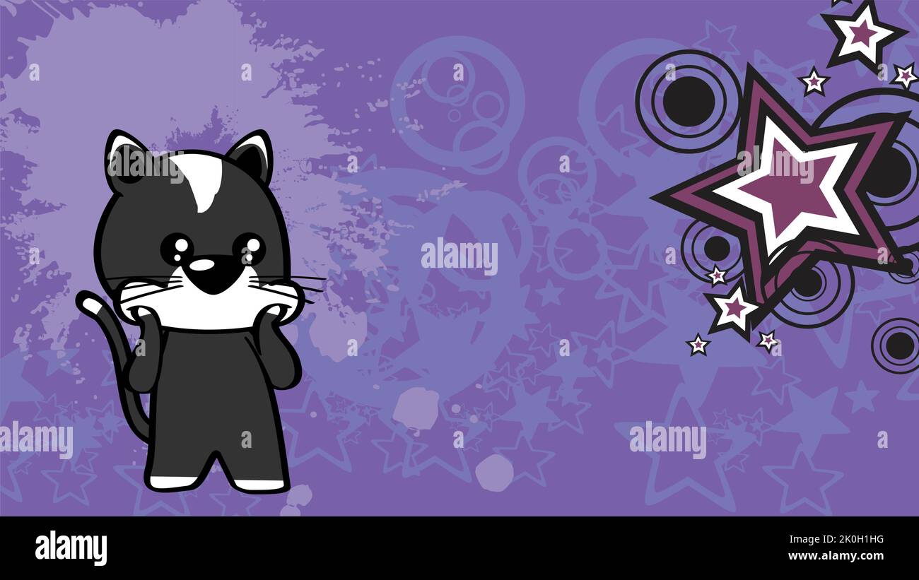 chibi kid cat cartoon background poster illustration in vector format ...