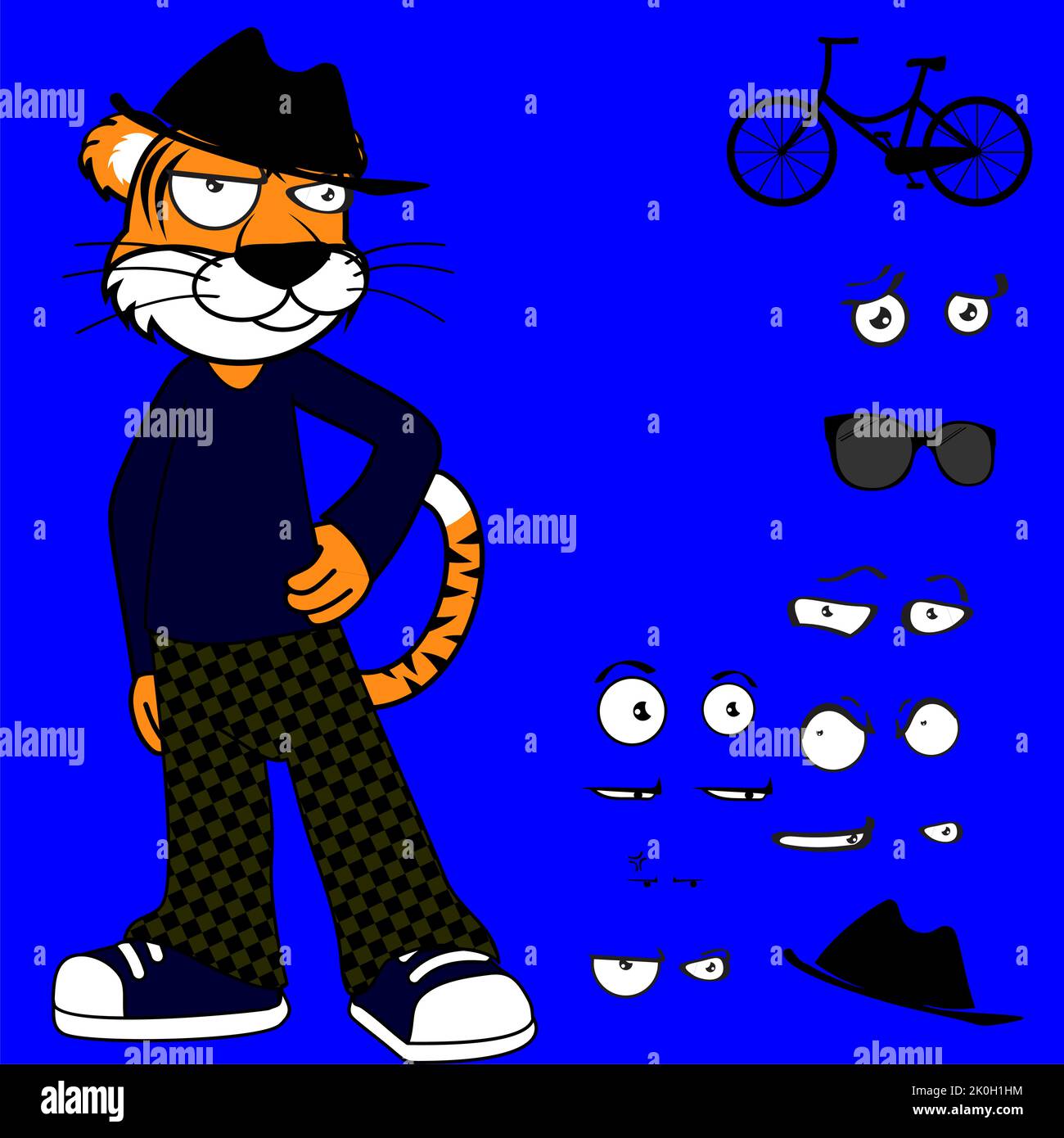 standing tiger cartoon hipster style illustration in vector format ...