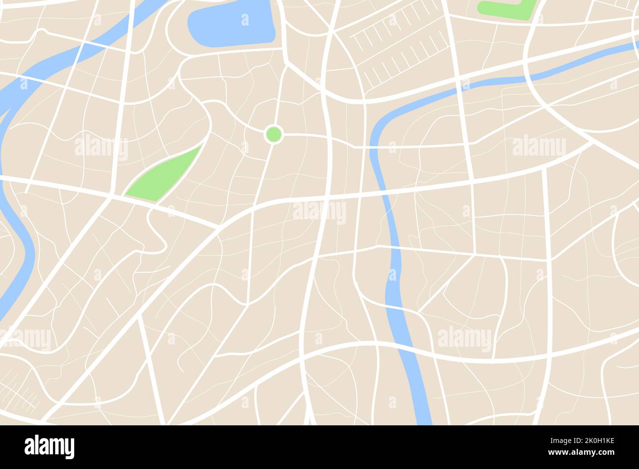 Aerial clean top view of the night time city map with street and river ...