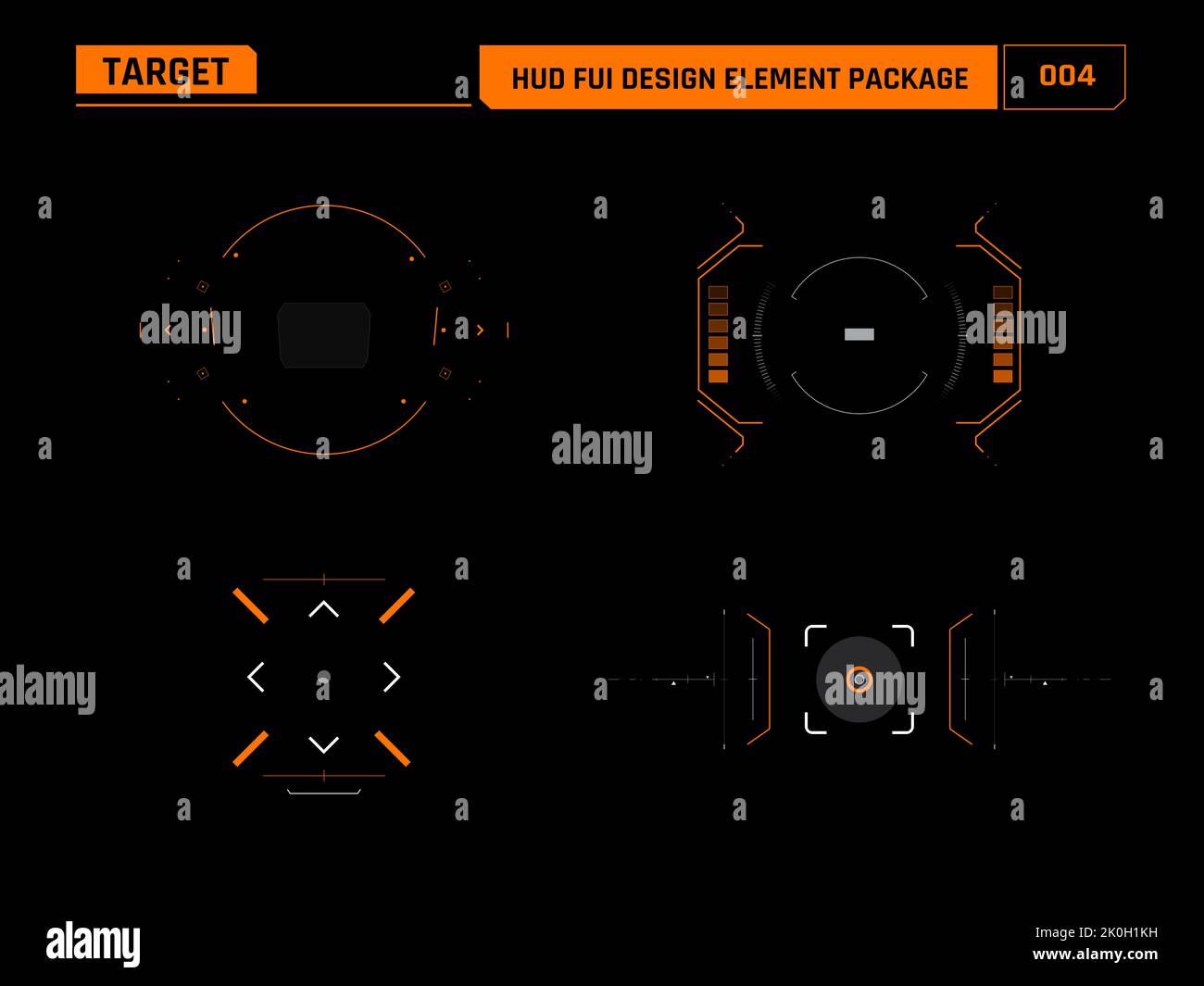 HUD FUI Design element, Aim target scale for game and movie decoration, Cyber technology ...