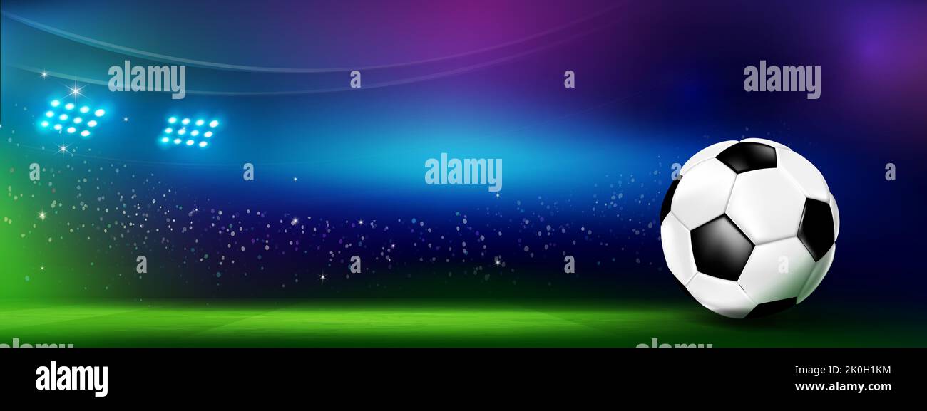 Football match program template on Soccer stadium green grass field ...