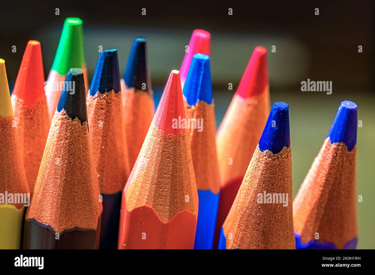 Macro background of the pencil as an element for design. Colored ...