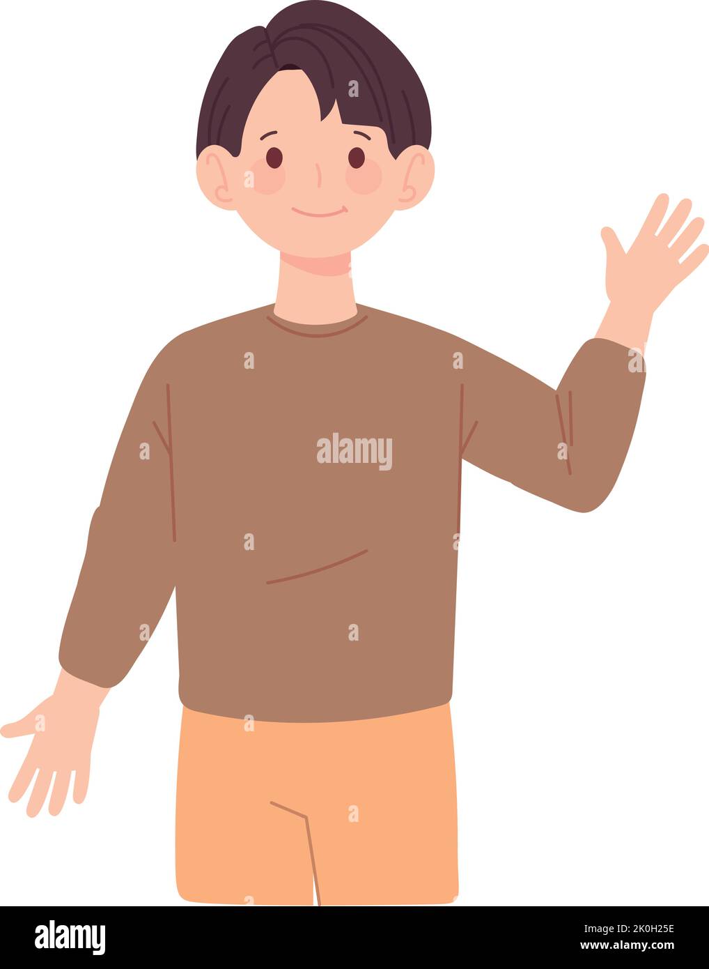 Portrait friendly young man waving Cut Out Stock Images & Pictures - Alamy