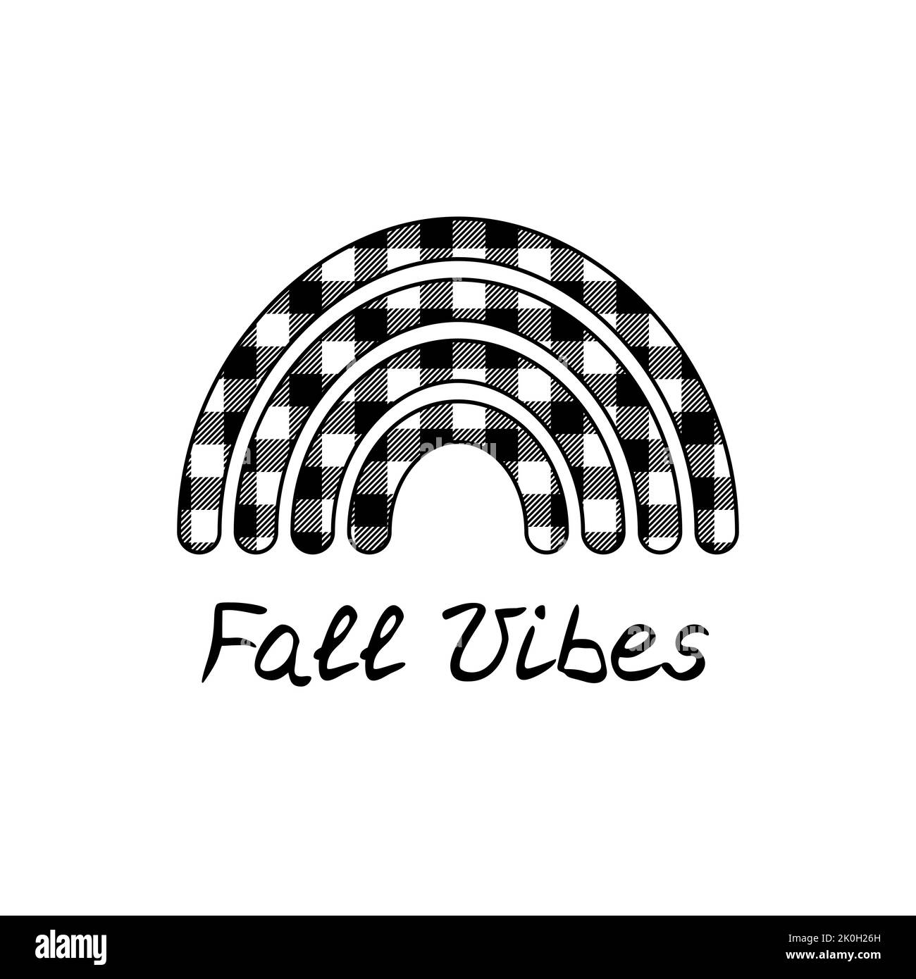 Black and white boho rainbow decorated with buffalo plaid Stock Vector ...