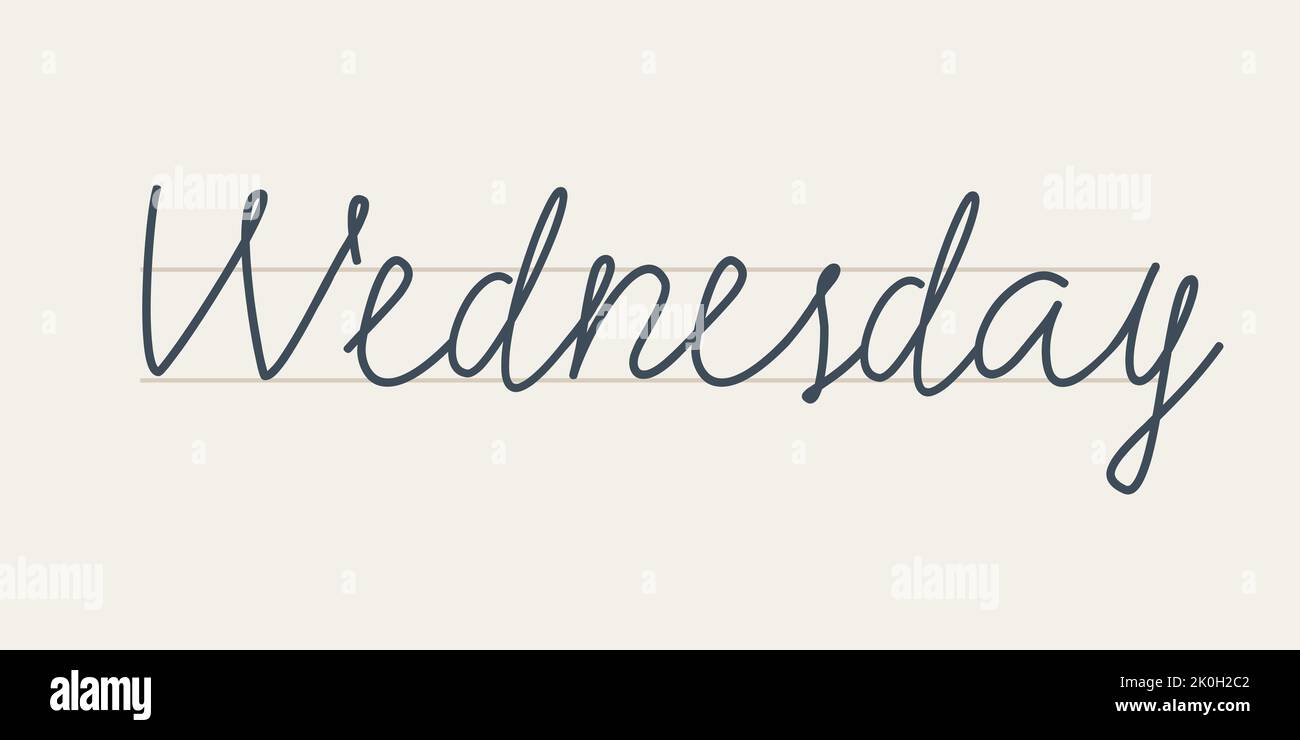 Wednesday. Handwritten letters of the name of the day of the week ...