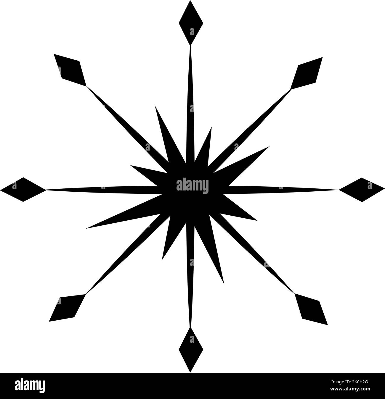 Silhouette of a snowflake on a transparent background in a minimalist ...