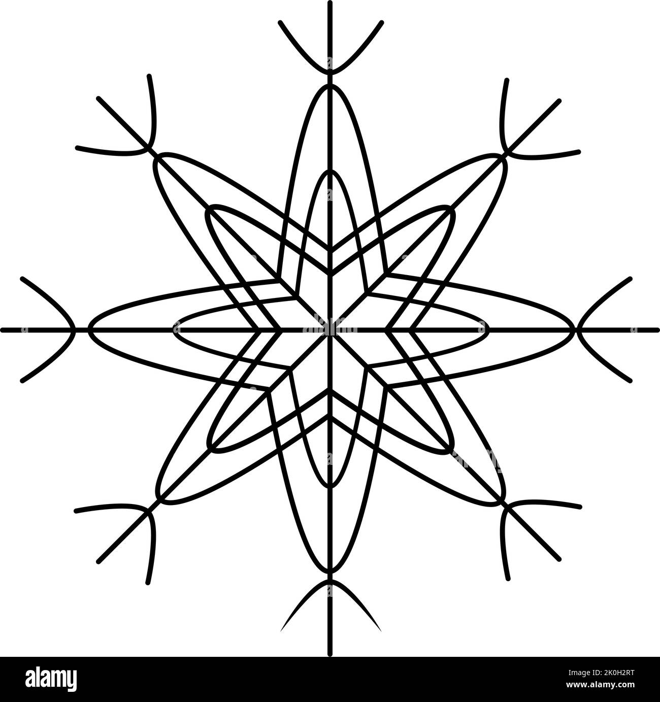 Contour drawing snowflake on Stock Vector Images - Alamy