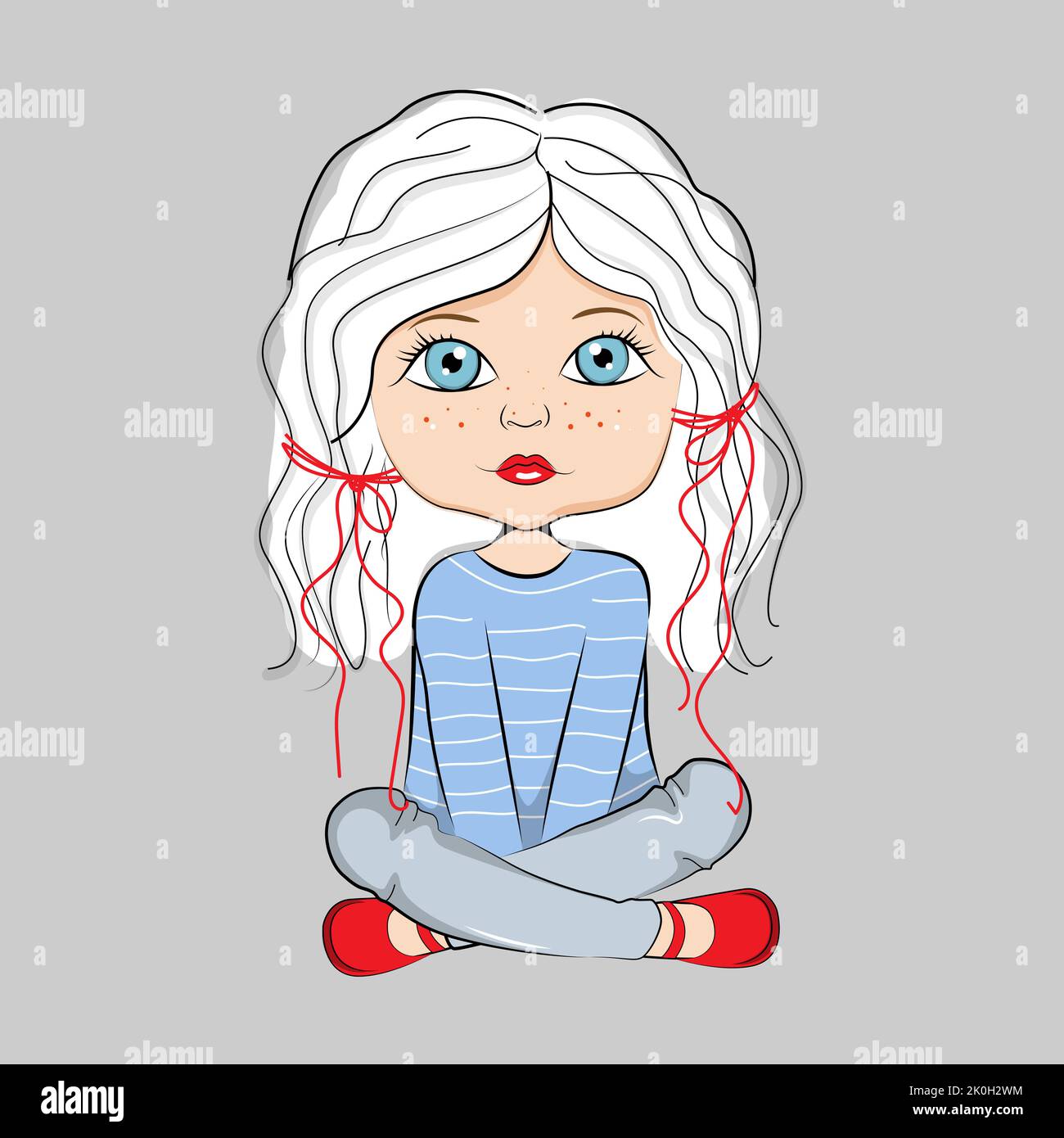 Cute cartoon baby girl, doll. Vector illustration Stock Vector Image ...