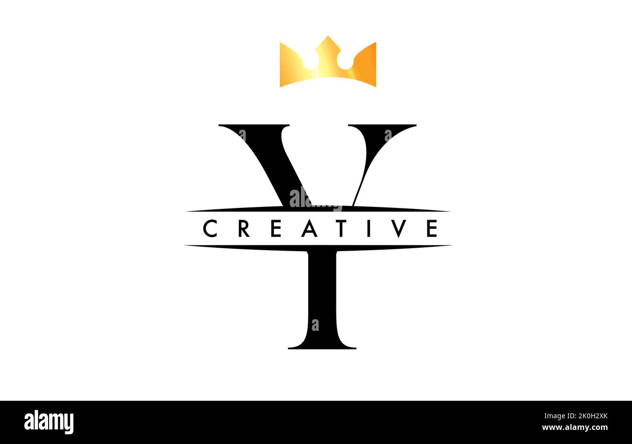 Y Letter Logo with Creative Crown Design Icon and Golden Colors Vector ...