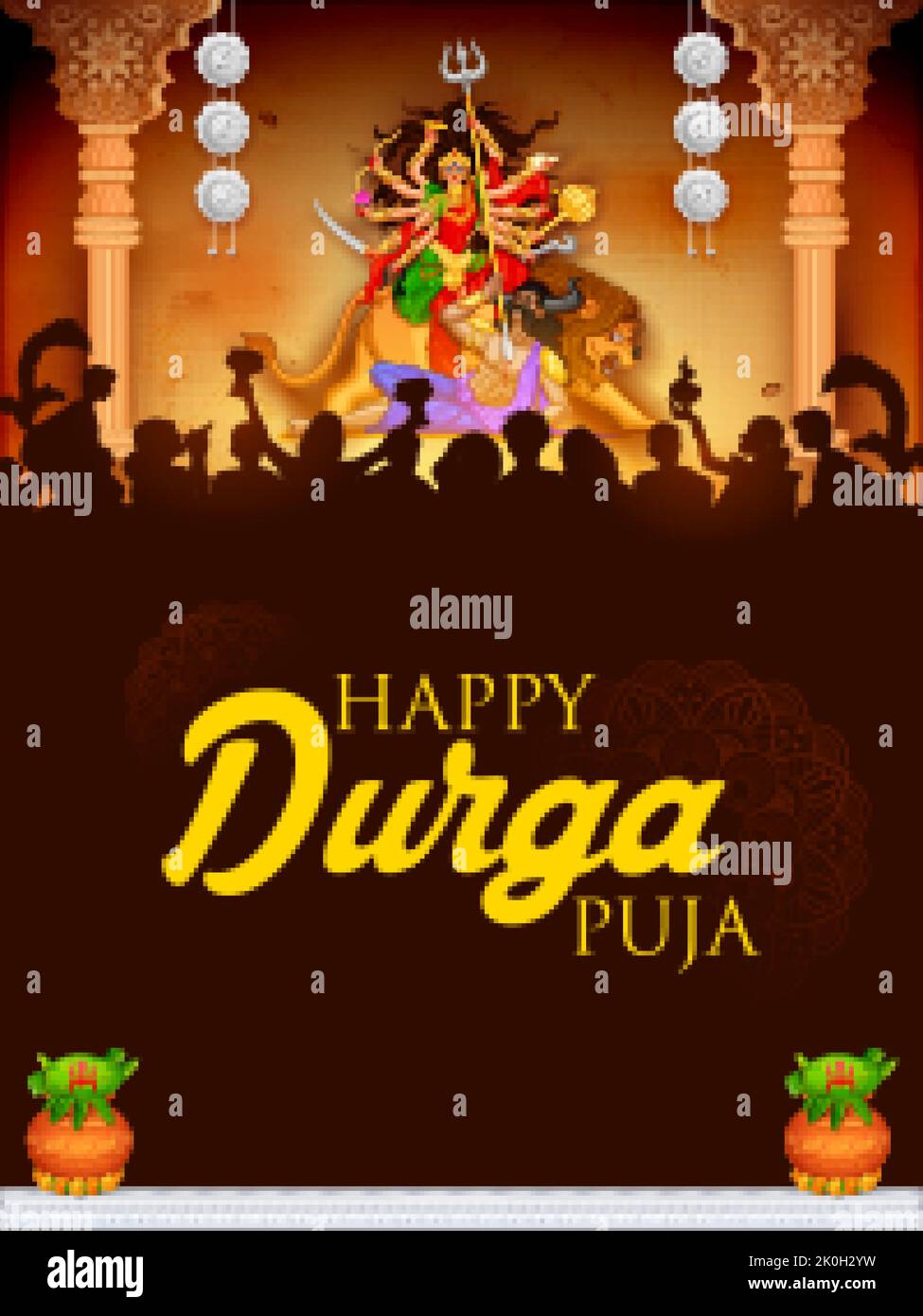illustration of Goddess Durga in Happy Durga Puja Subh Navratri Indian ...