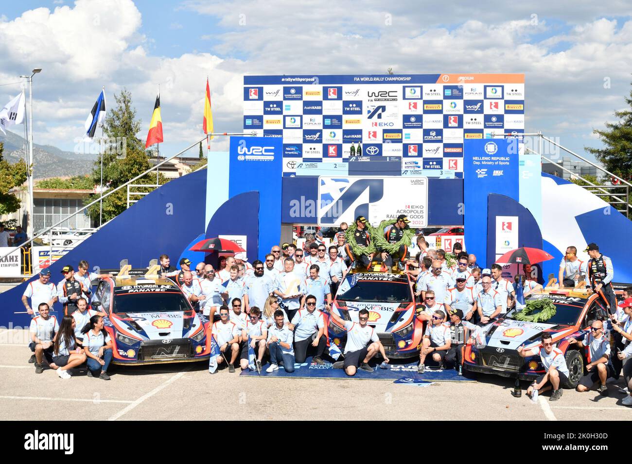 Celebrating the final Podium ,HYUNDAI SHELL MOBIS WORLD RALLY TEAM ...