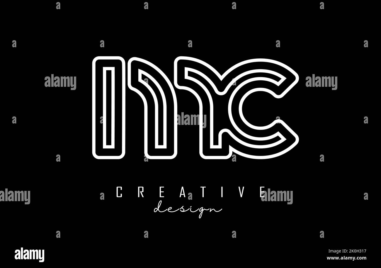 Outline letters mc m c logo with a minimalist design. Letters with ...