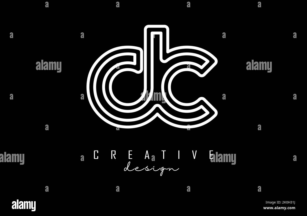 Outline letters DC d c logo with a minimalist design. Letters with ...