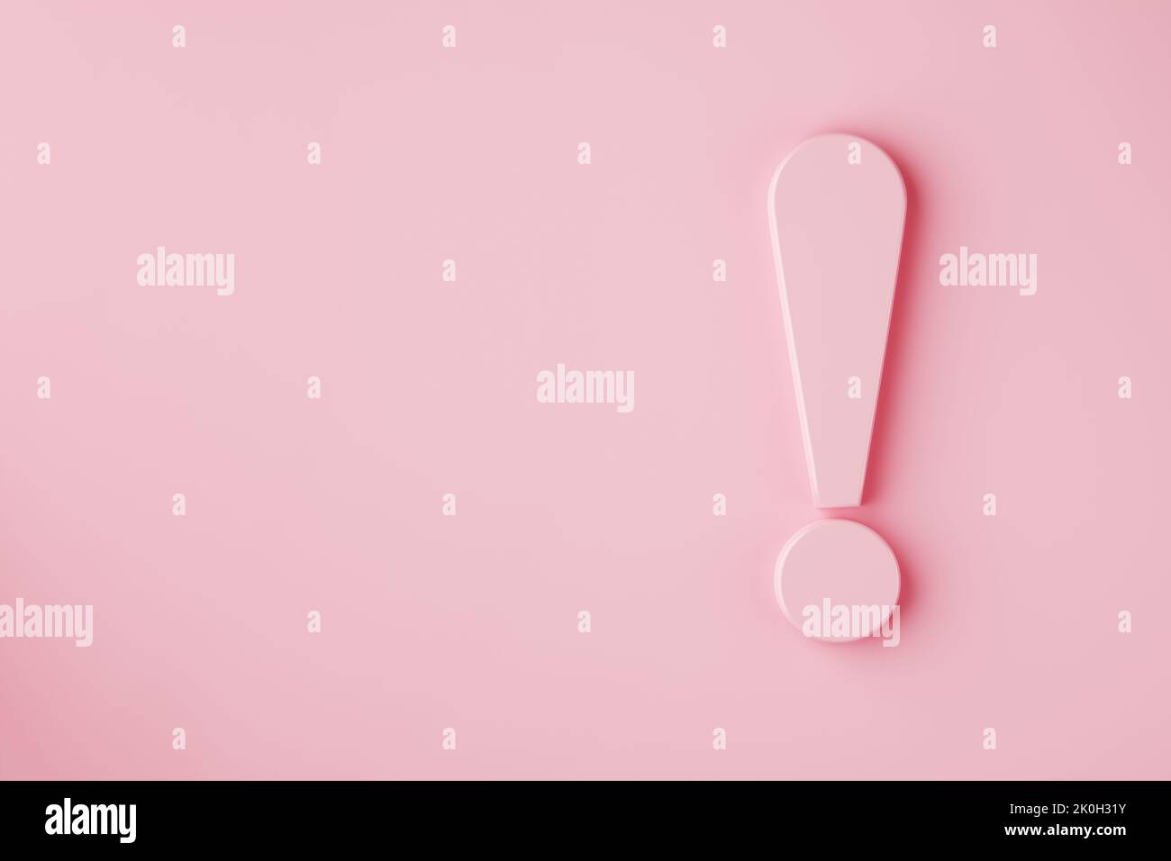 Exclamation mark on pink background with copy space. 3D rendering Stock ...
