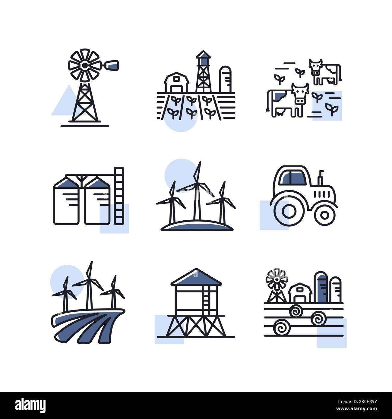 Farm Field isolated icon set. Agriculture sign. Graph symbol for your ...