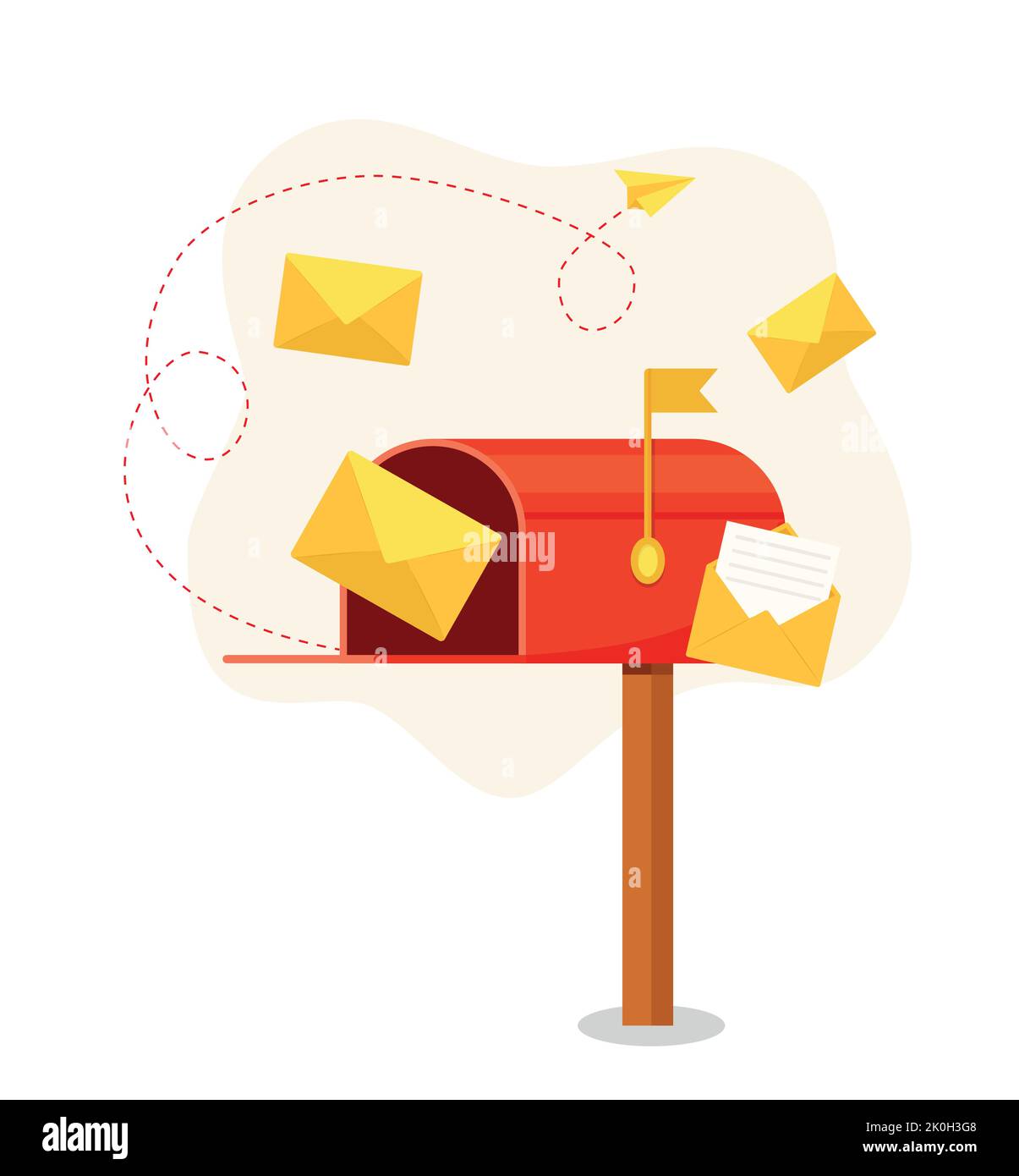 Mailbox vector illustration isolated on white, flat post office box ...