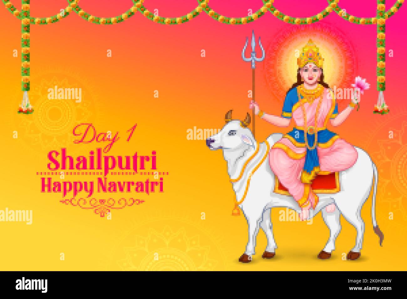 illustration of Goddess Shailputri Devi for the first Navadurga of ...