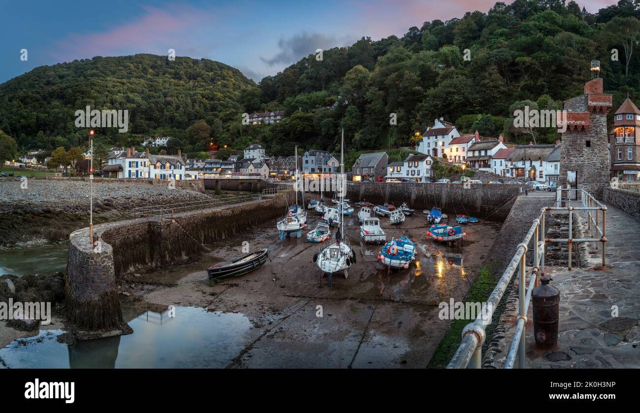 At twilight, the lights start to come on around the small picturesque ...