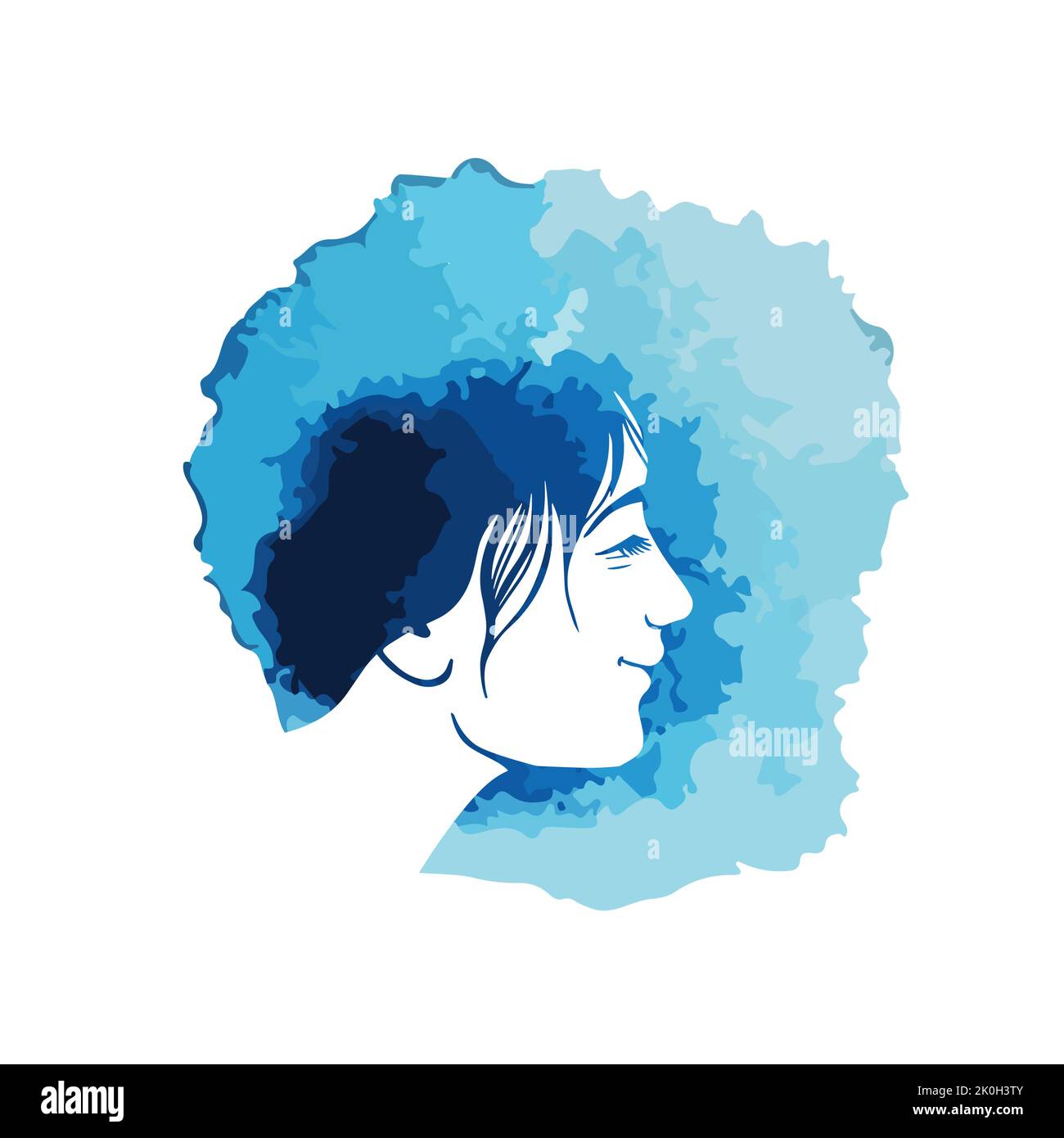 Blue blot and a girl's face. Vector illustration Stock Vector Image ...