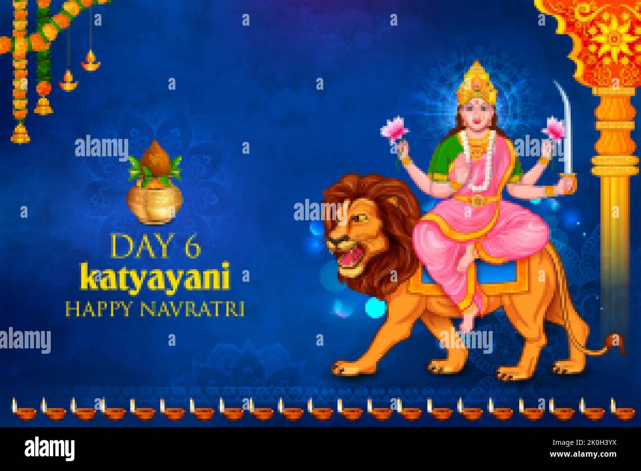 illustration of Goddess Katyayani Devi for the sixth Navadurga of ...