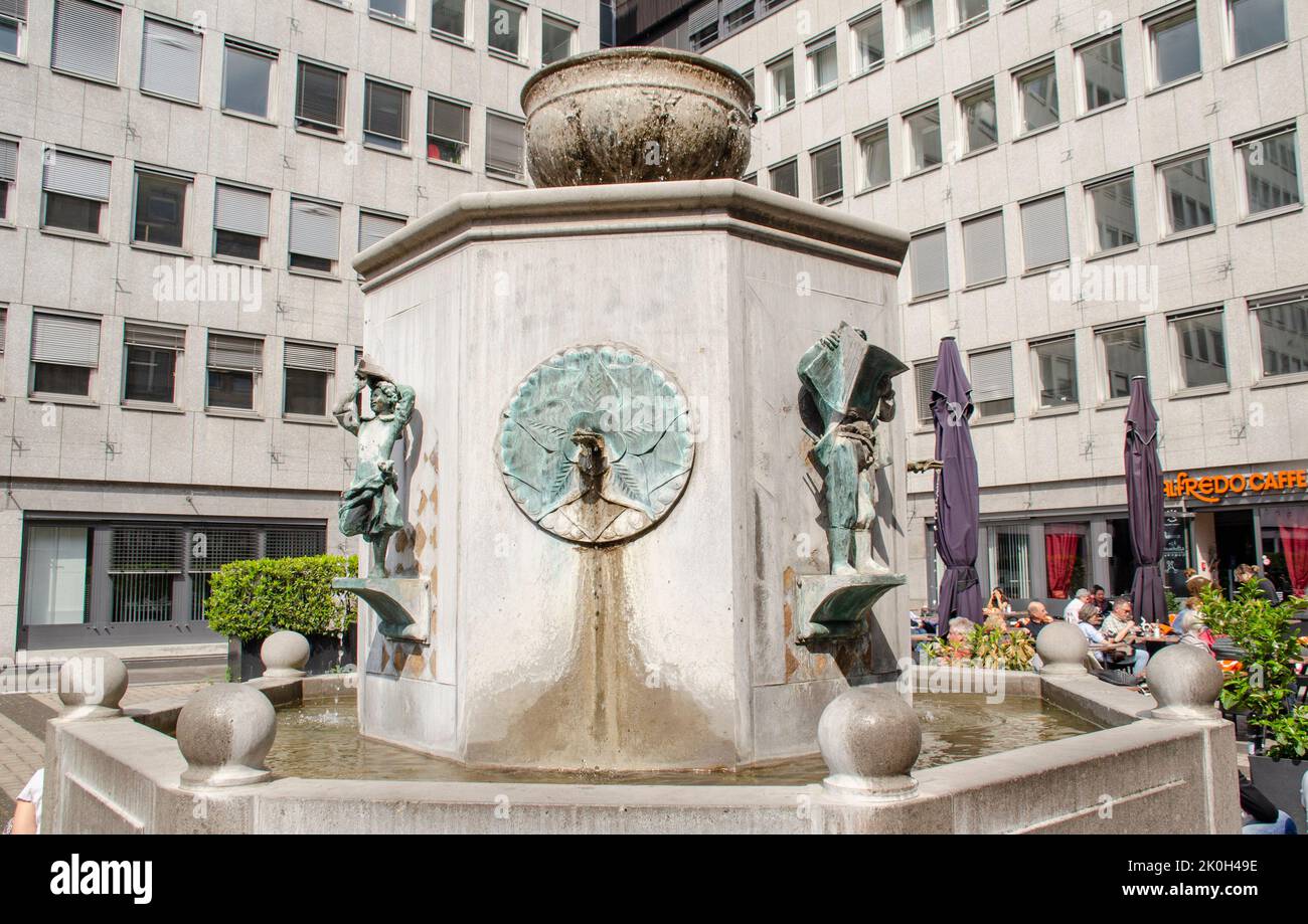 Cologne September 2021: DuMont fountain on Breite Straße 90. Theo ...