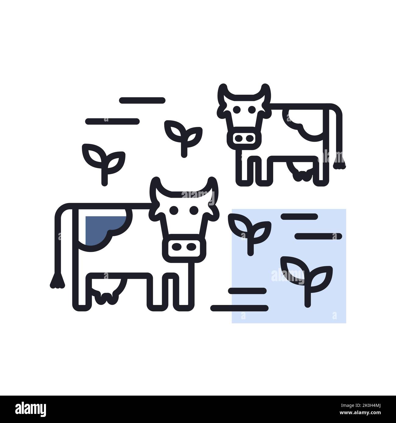 Cow on a pasture isolated icon. Agriculture sign. Graph symbol for your ...