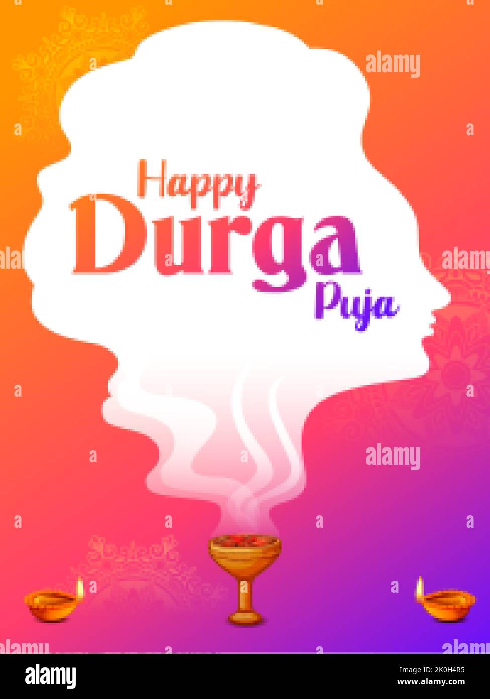 illustration of Dhunuchi in Happy Durga Puja Subh Navratri Indian ...